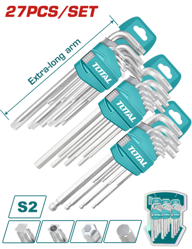 27 Piece Hex Key and Torx Key Set - TOTAL Tools South Africa